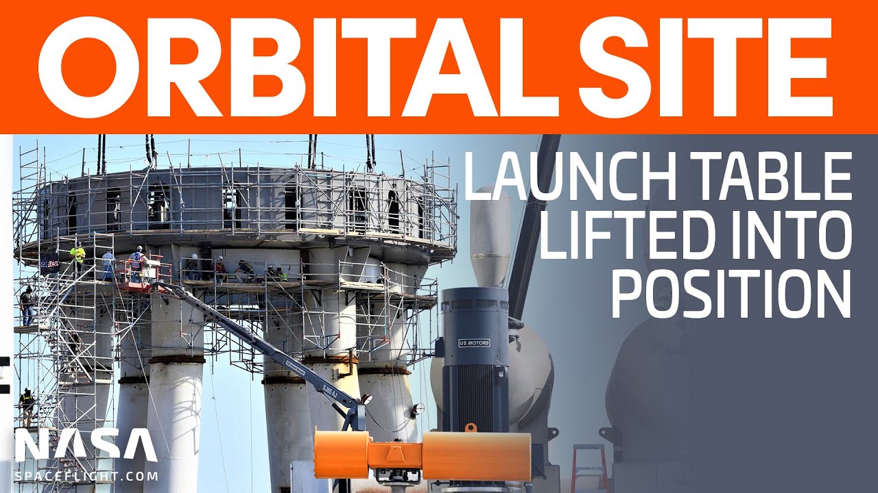 Orbital Launch Table Lifted Onto Mount - Grid Fin Installed on Super ...
