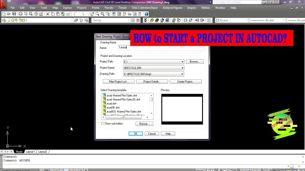 How To Start a Project in Autocad Land Desktop | Autocad | Survey - YouTube