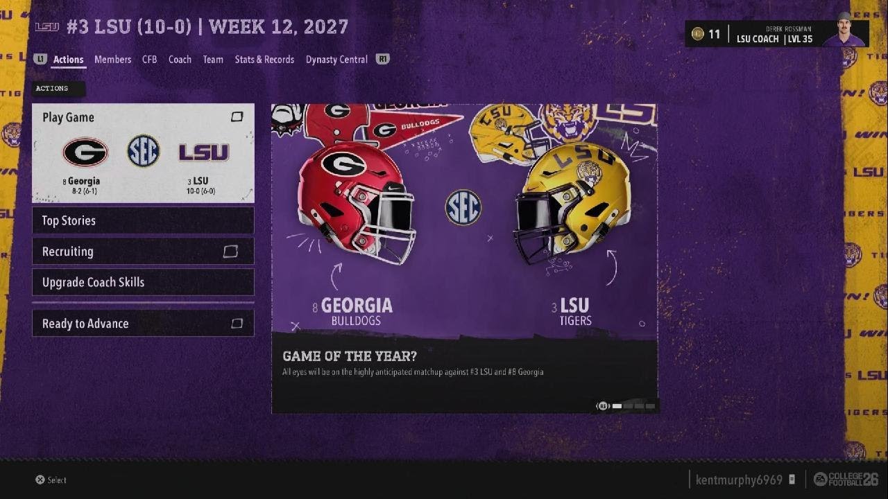 CFB 26 LSU vs Georgia Week 12 2027 - YouTube
