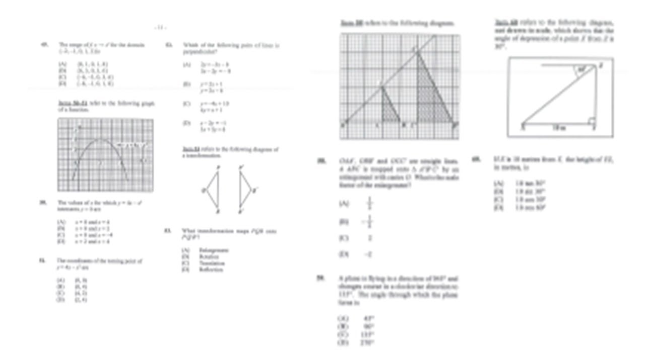 CXC CSEC May 2019 Mathematics multiple choice questions 51 to 60 - YouTube