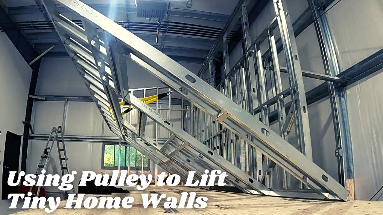 Hoisting Metal Tiny Home Frame with Pulley System - YouTube