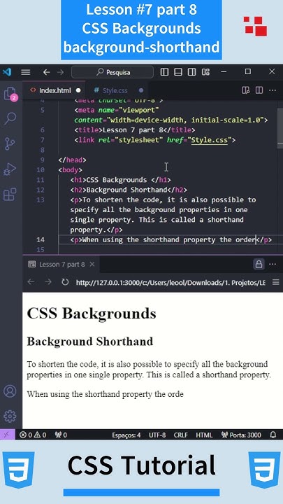 Css Tutorial Lesson 7 Part 8 Css Backgrounds Background Shorthand Css Csstutorial Js