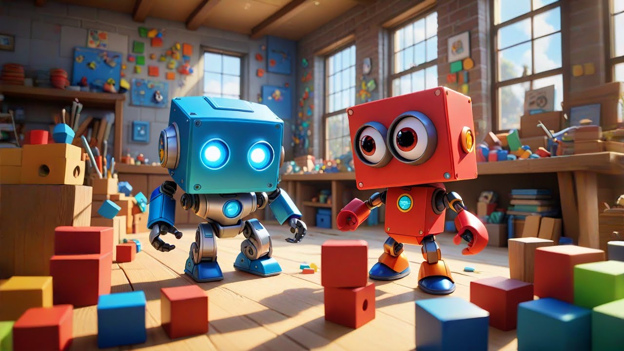 Two Tiny Robots Build a Tower | STEM Learning Song for Kids | Nursery ...