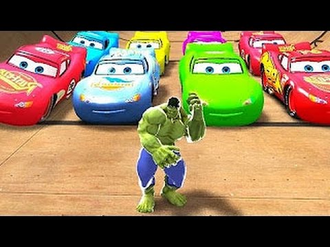 HULK SMASH CARS! McQueen Lightning Pixar in Yellow, Green, Blue Colors ...