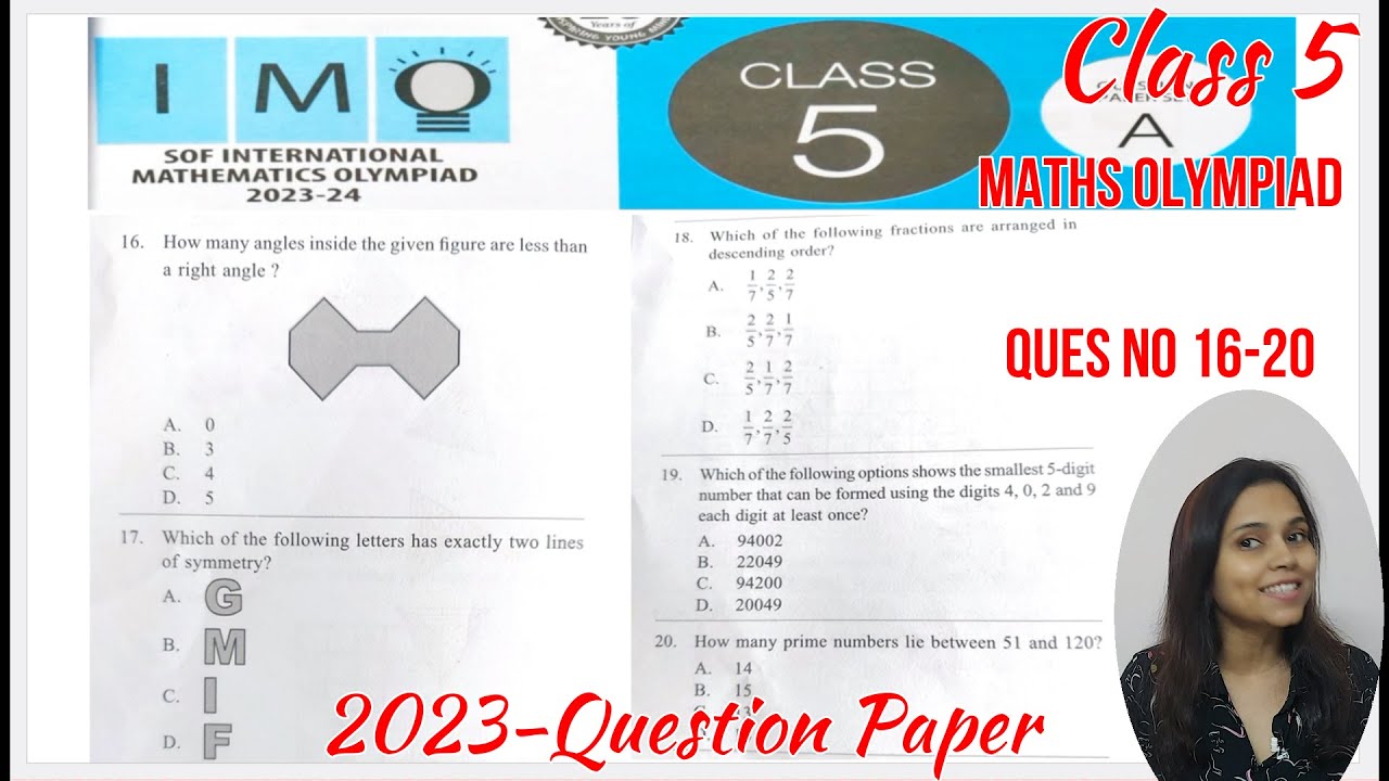IMO 2023 Class 5 Question Paper SET A- Ques No 16-20 | Class 5 Math ...