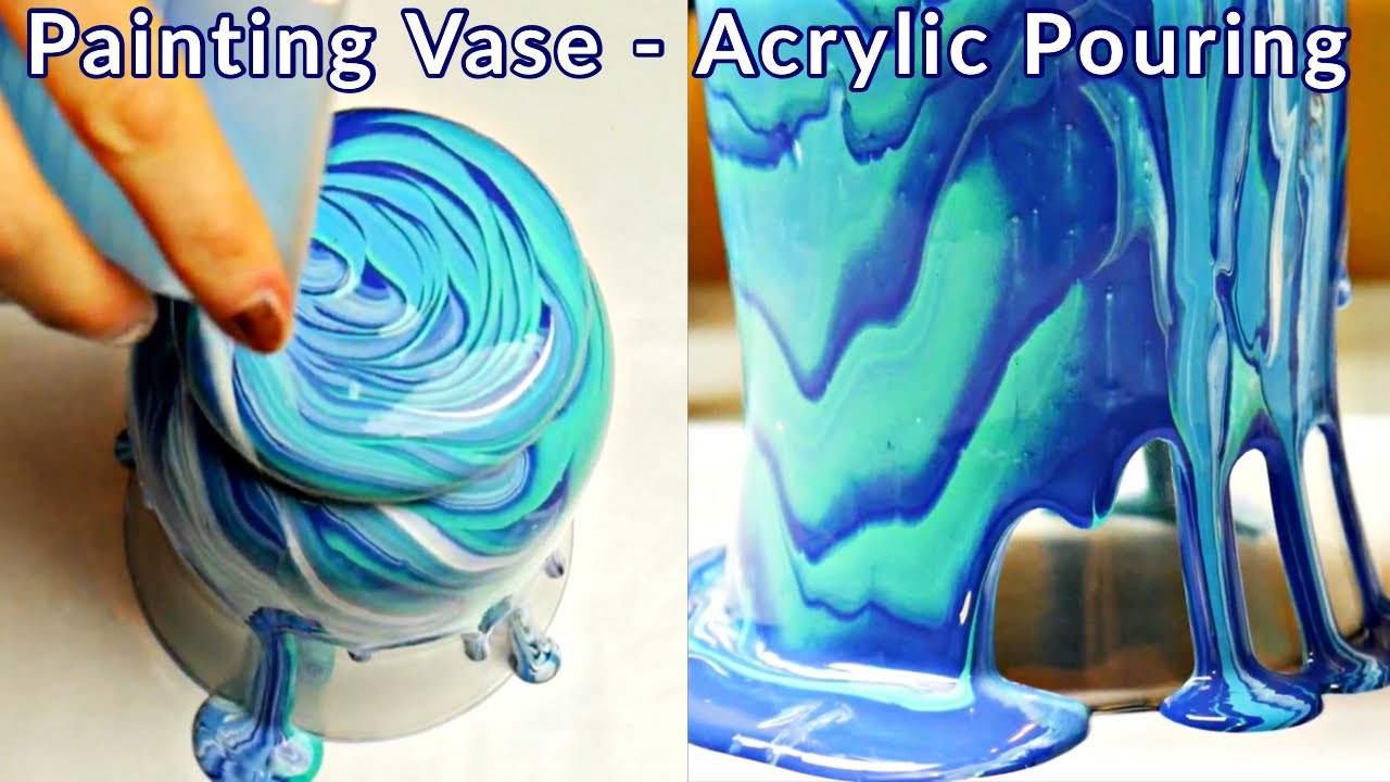 Painting Vase using Acrylic Pouring - Tree Ring Pour - Simple and Easy ...