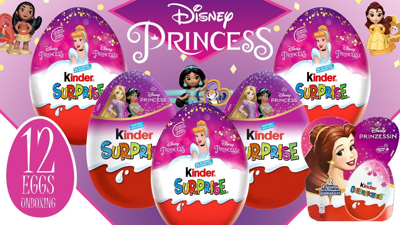 12 Disney Princess Surprise Eggs Unboxing | Kinder Joy Toys Collector ...