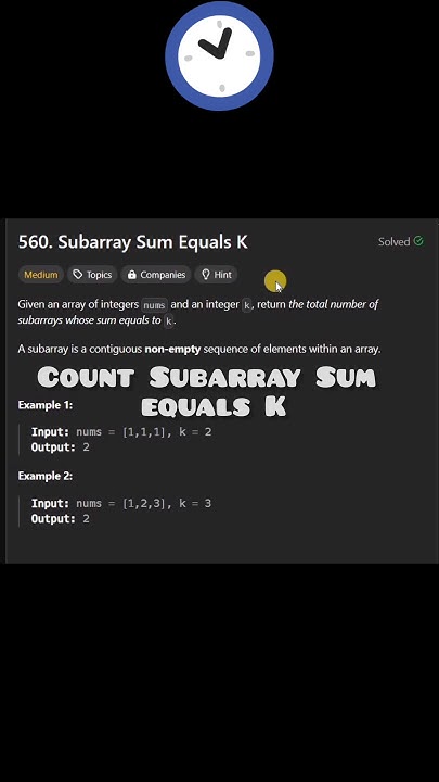 Learn this approach to join FAANG | Subarray Sum Equals K | Leetcode 560 #shorts #viral # ...