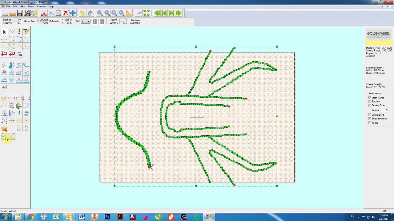 computer stitching software golden wheel - YouTube