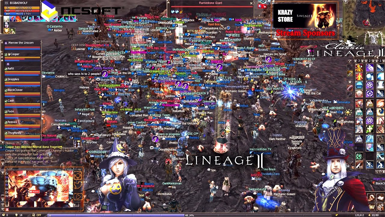 Lineage 2 official Classic NA Server Talking Island PVP vs Clan ...