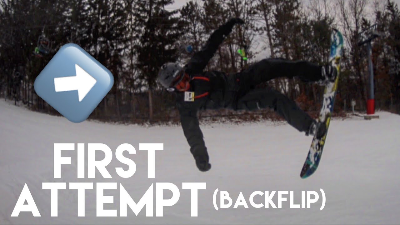 FIRST BACKFLIP ATTEMPT (SNOWBOARDING) - YouTube