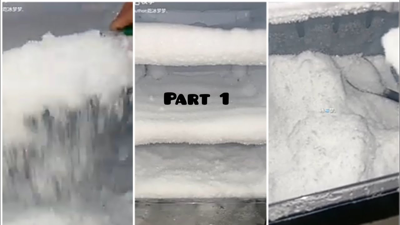 Part 1 of Complete huge freezer frost scraping and eating🤤😍Ice Asmr ️ ️ ...