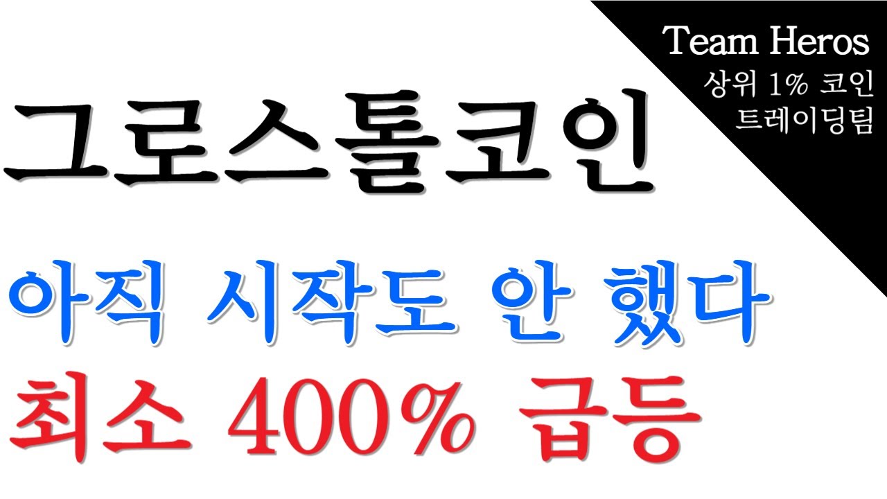 그로스톨코인 아직 시작도 안 했다 최소 400 급등 그로스톨코인그로스톨코인전망그로스톨코인매수가그로스톨코인