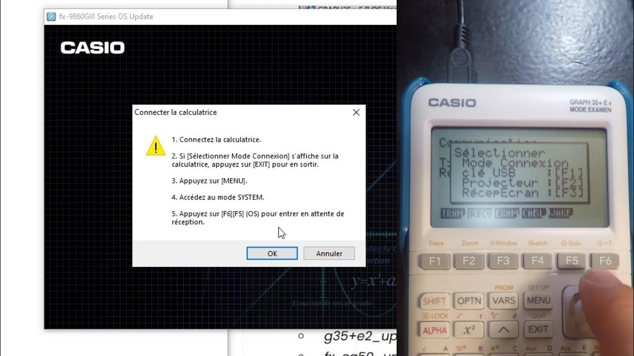 Comment mettre à jour une calculatrice CASIO Graph 35 + E II ? - YouTube