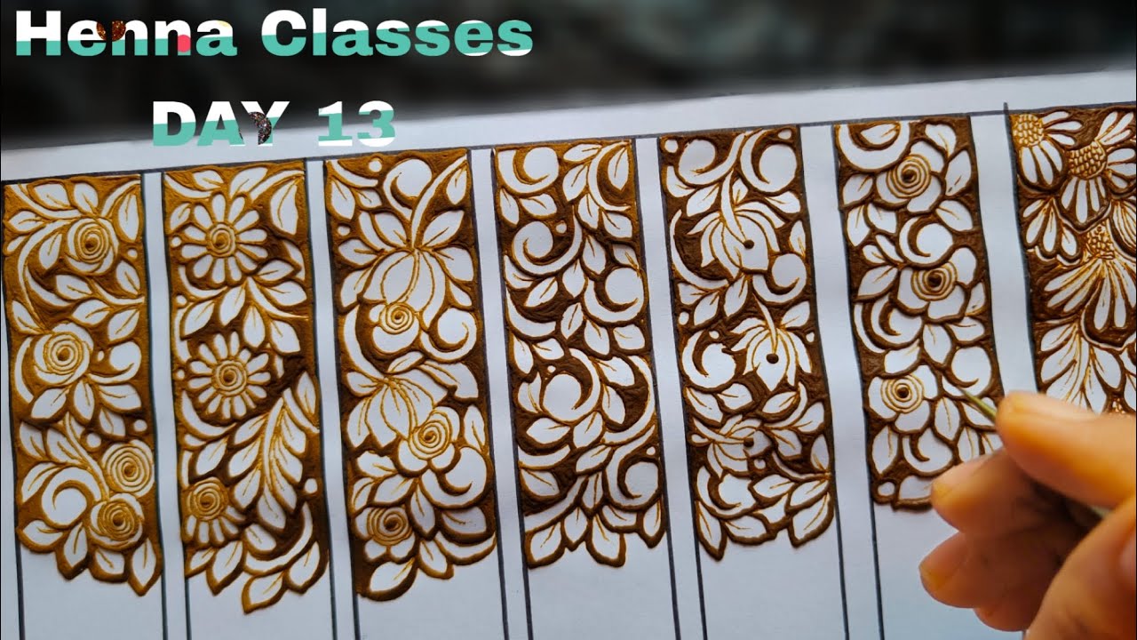 Tazaheen Henna Classes Day 13 ||Learn Detailed Henna with Tazaheen ...