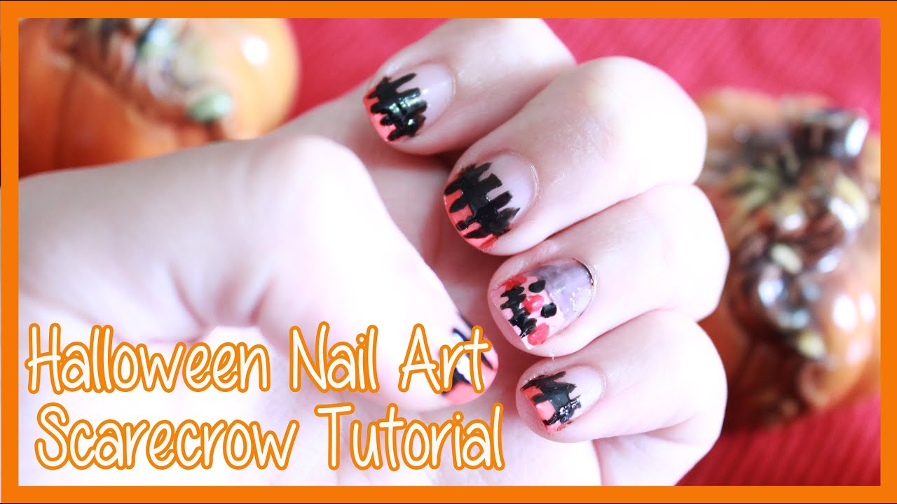 Halloween Nail Art Scarecrow Tutorial - YouTube