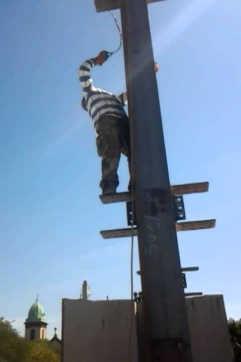 Steel column climb - YouTube