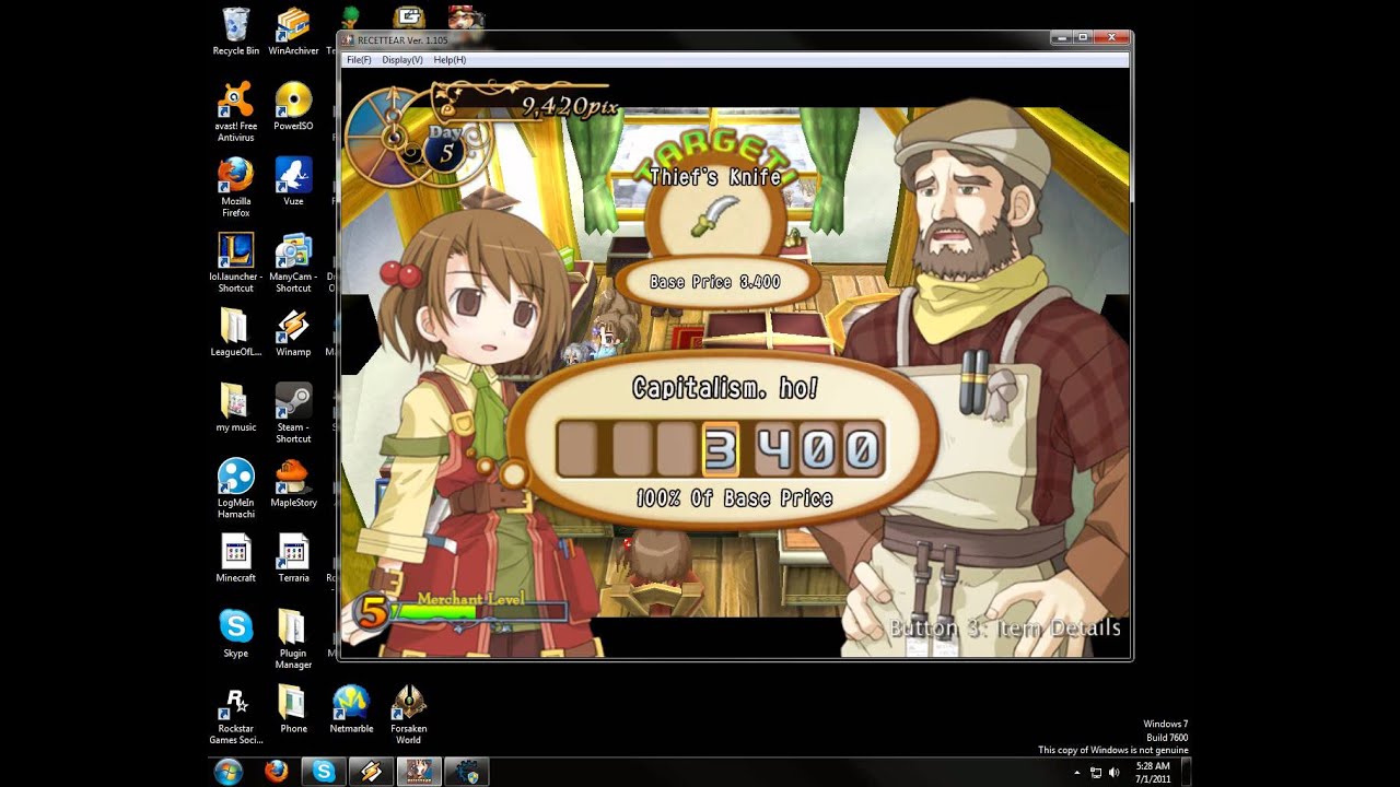 recettear money cheat (cheat engine) - YouTube