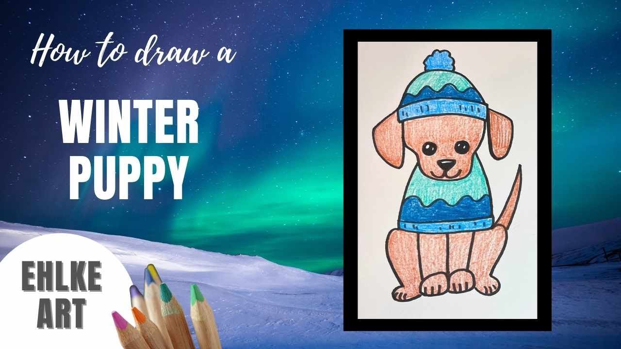 Draw a winter PUPPY - YouTube