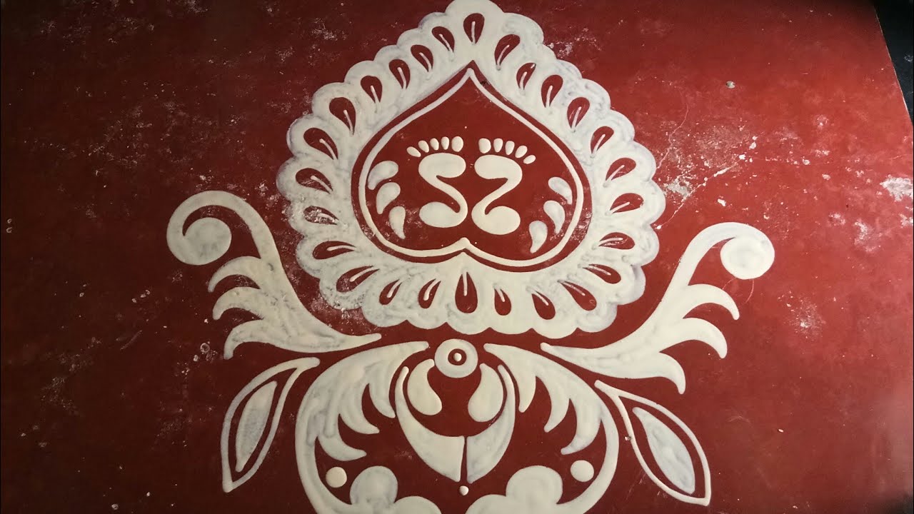 very easy and beautiful laxmi pada alpona design / laxmi puja alpona ...