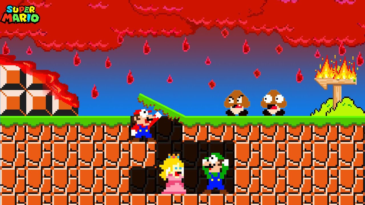 Mario Created Bunker to Survive Raining LAVA in Super Mario Bros. - YouTube
