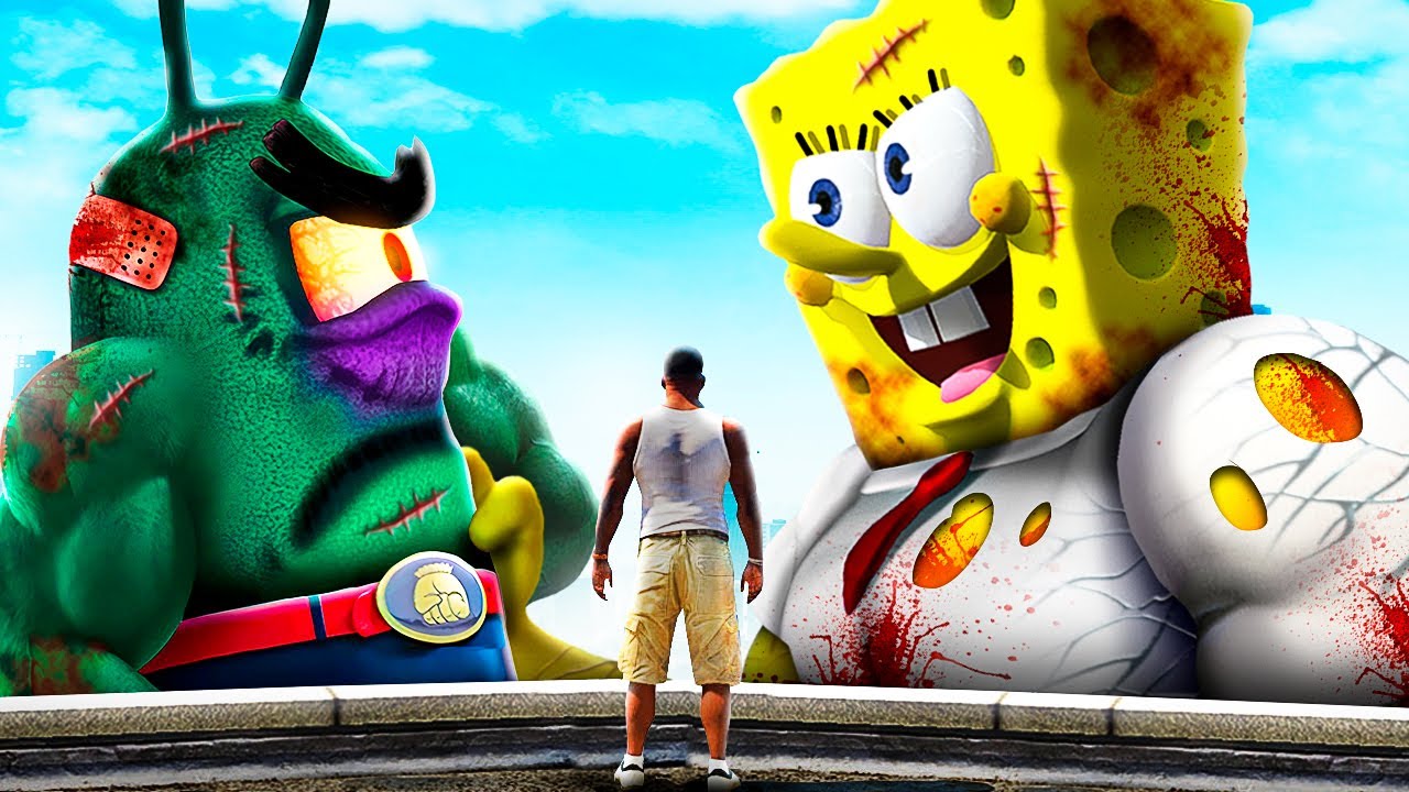 GIANT SPONGEBOB vs GIANT PLANKTON in GTA 5 - YouTube