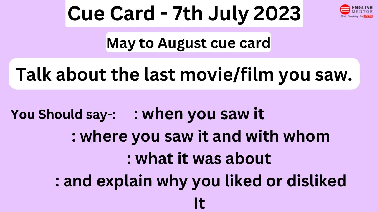 Talk about a Movie you recently watched - YouTube