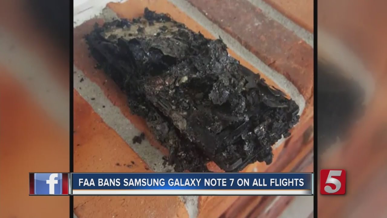 FAA Bans Samsung Galaxy Note 7 On All Flights - YouTube