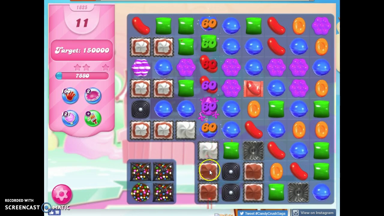 Candy Crush Level 1825 Audio Talkthrough, 1 Star 0 Boosters - YouTube