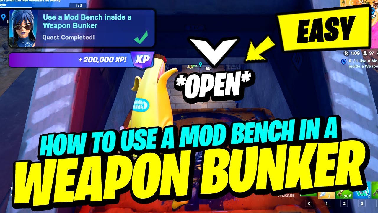 How to EASILY Use a MOD BENCH inside a WEAPON BUNKER - Fortnite Season 2 Quest - YouTube