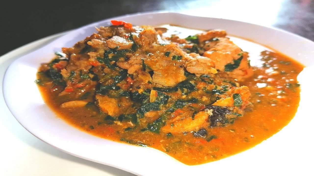 OIL-LESS UGU(PUMPKIN LEAVES) AND ACHI SOUP RECIPE - YouTube