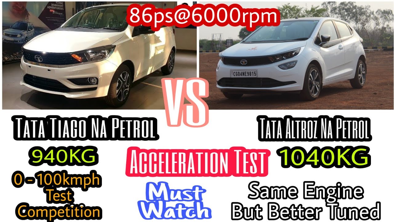 Tata Altroz vs Tata Tiago 0-100kmph Test | Na Petrol Test | Altroz wins ...