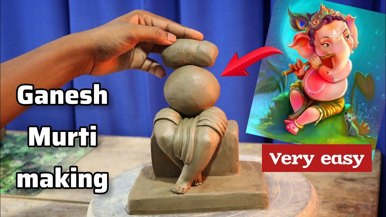 Very easy ganapati murti making for beginners | clay art ganesh - YouTube