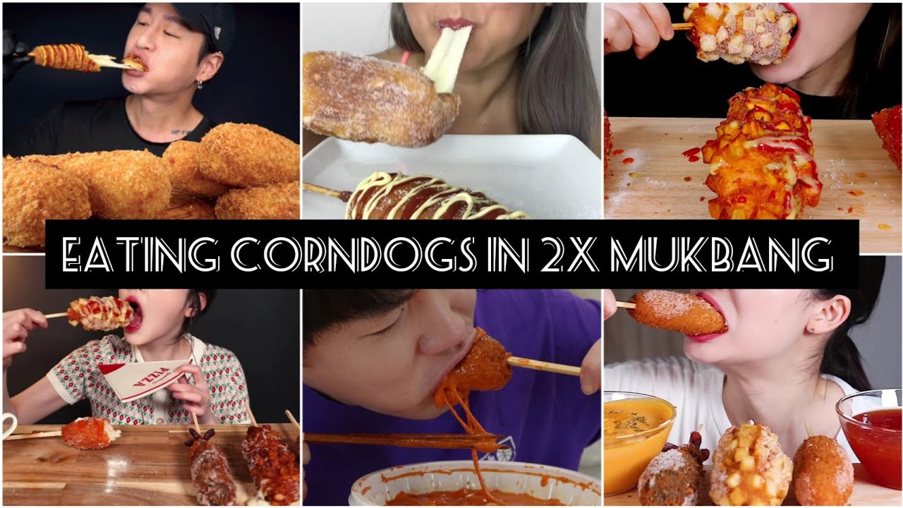 EATING CORNDOGS IN 2X MUKBANG | MUKBANG COMPILATION | EATING SOUNDS ...