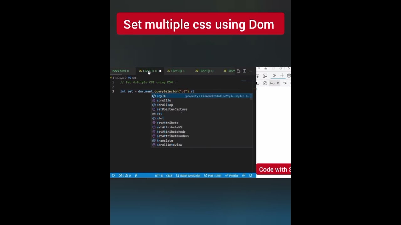 JavaScript Set Multiple CSS Using DOM shorts javascript YouTube JavaScript Set Multiple CSS Using DOM shorts javascript YouTube