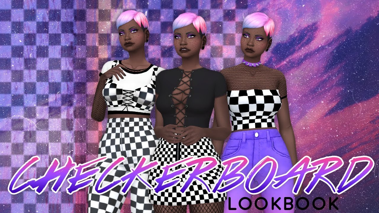 CHECKERBOARD LOOKBOOK | THE SIMS 4: CREATE A SIM + FULL CC LIST - YouTube