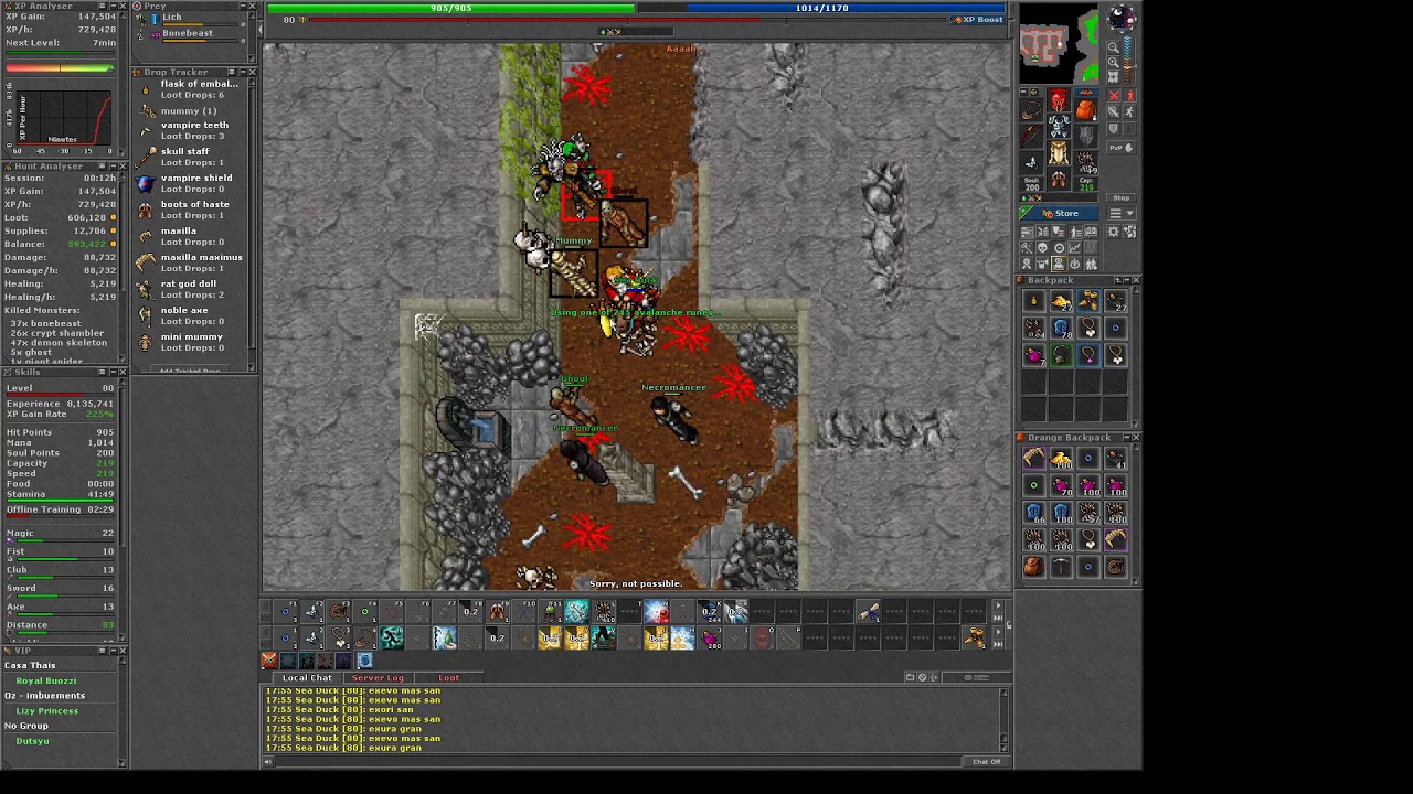 Tibia - lich hell - palladin 80 + drop de maxilla :D (700k/h) - YouTube