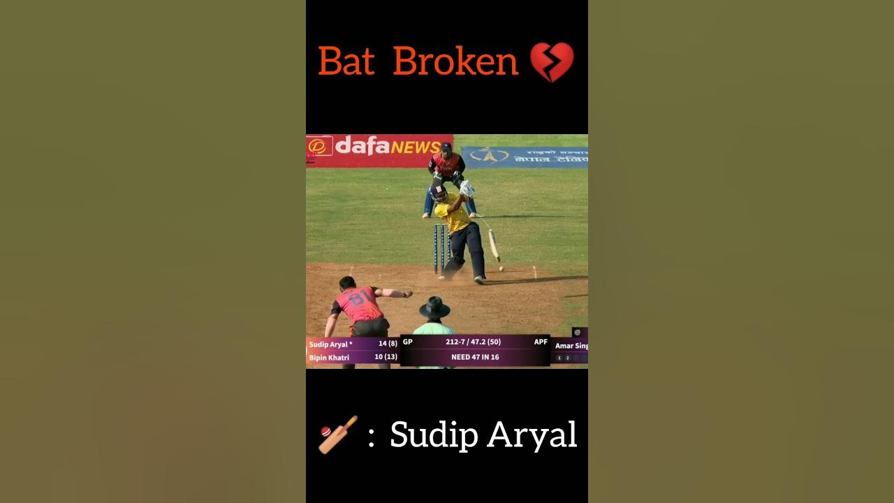 Bat Broken🏏💔 | Sudip Aryal | Gandaki vs. APF | PM CUP #pmcup #batbroken #cricket #can #gandaki # ...