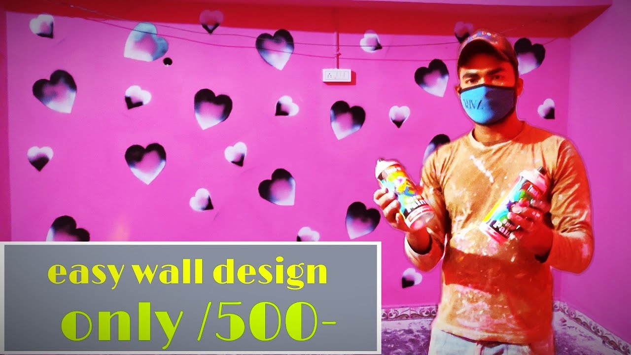 Beautiful Heart wall design | Easy diy spray paint design | 3D wall ...