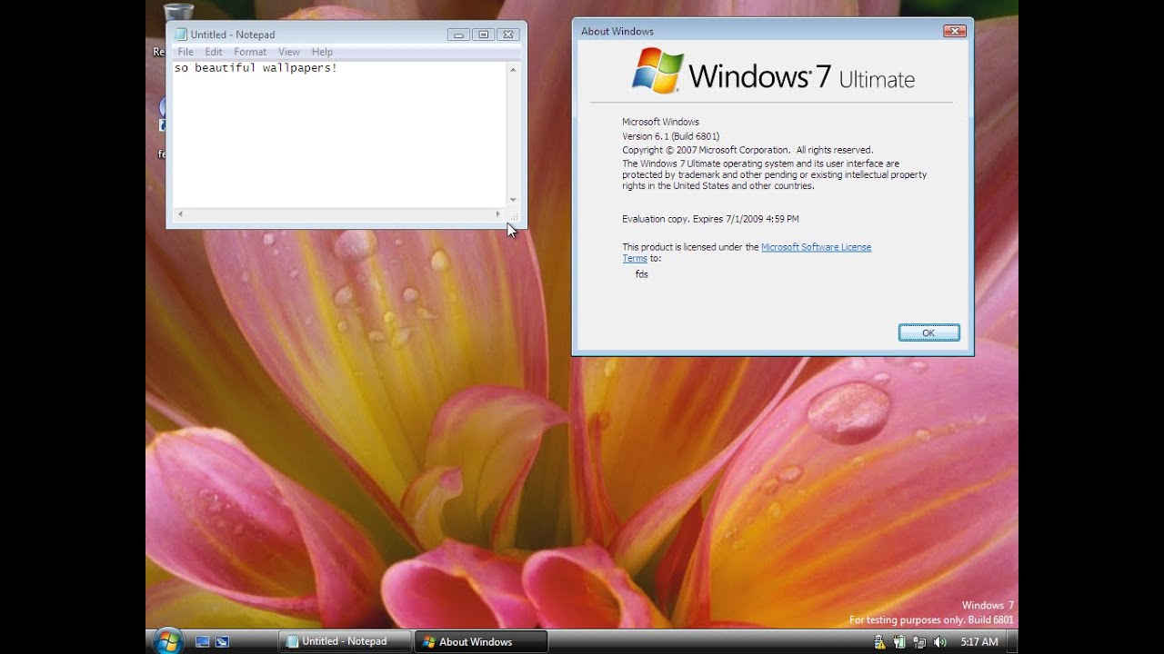 Installing Windows 7 build 6801 - YouTube