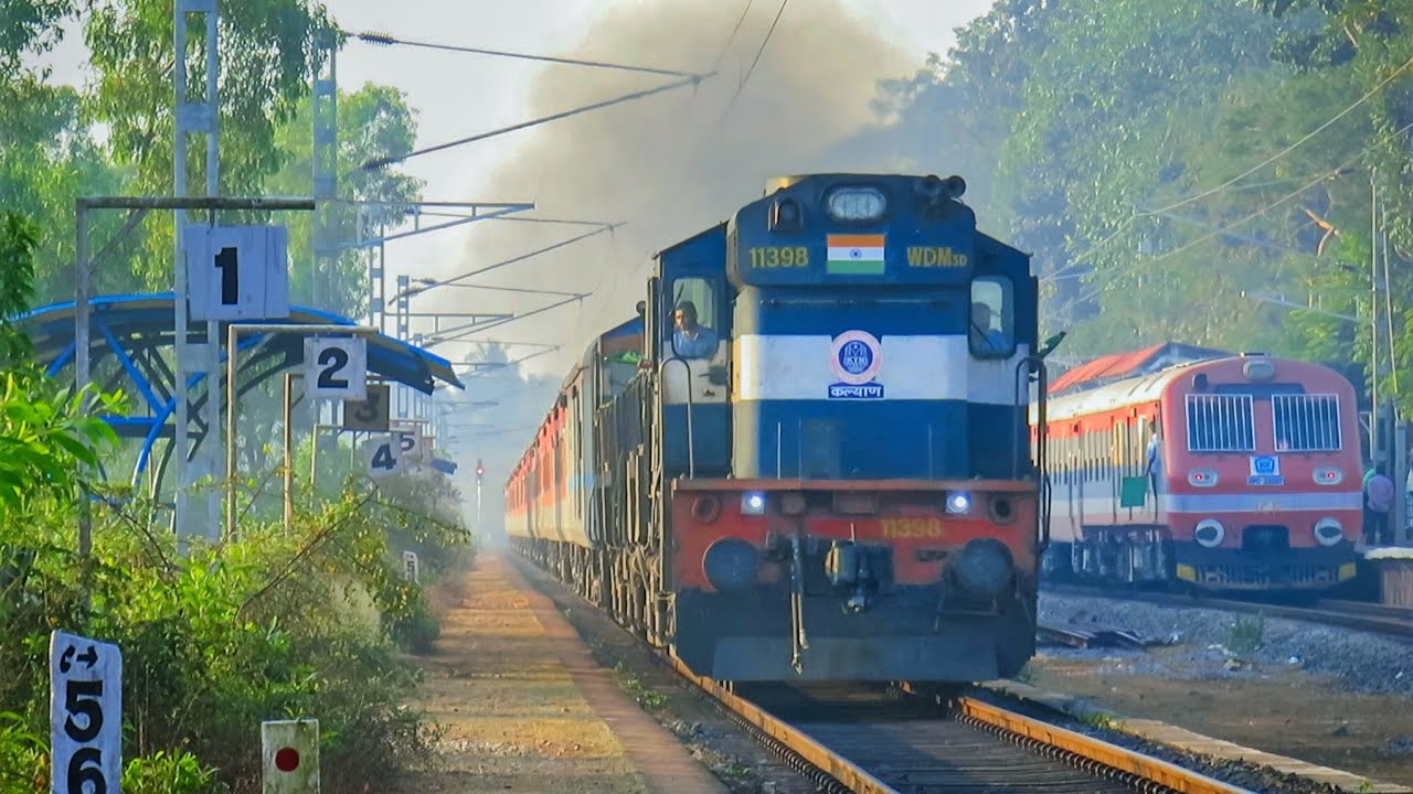 Konkan Railway : Single Line Train Crossing : Duronto Express crossing ...