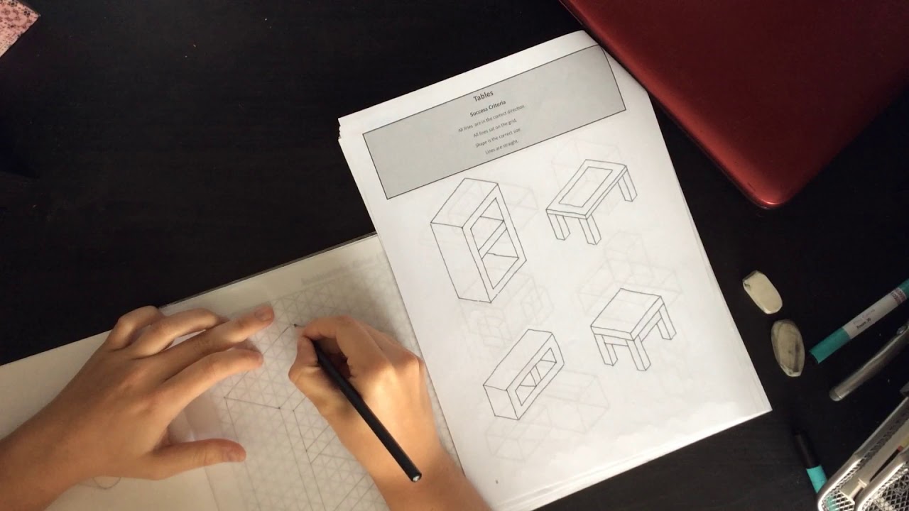 How to draw basic table unit in isometric and apply texture - YouTube