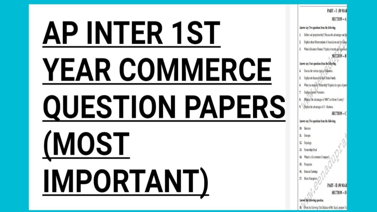 AP INTER 1ST YEAR COMMERCE IMPORTANT QUESTIONS|COMMERCE IMPORTANT ...