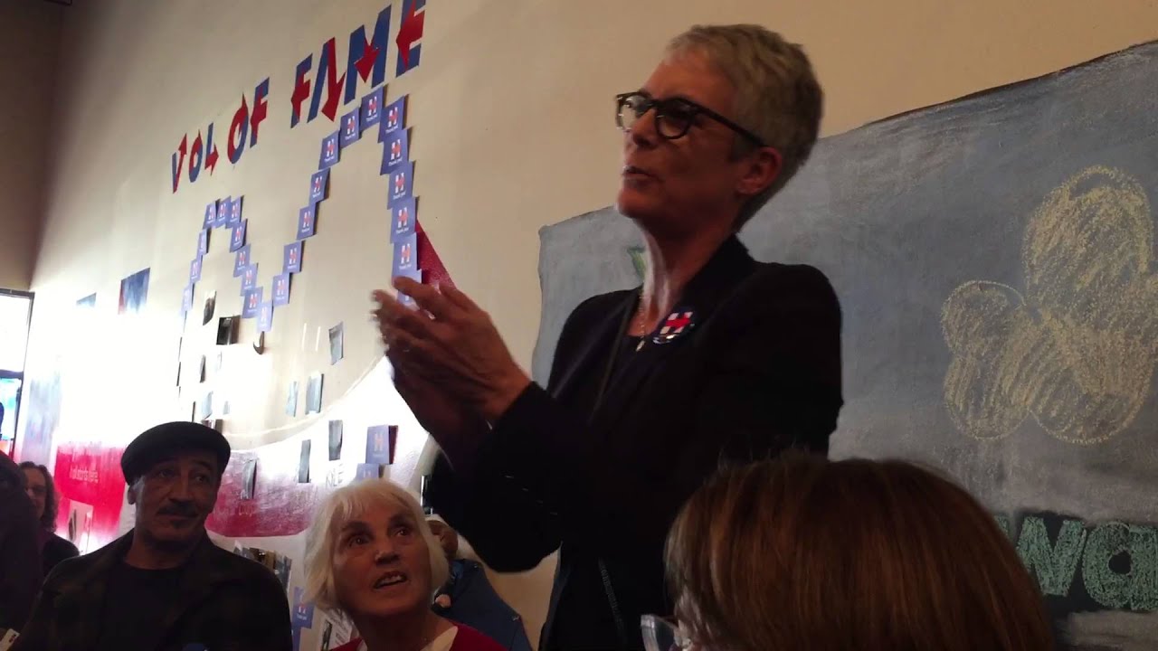 Jamie Lee curtis in Council Bluffs, Iowa 1-24-16 for Hillary Clinton ...