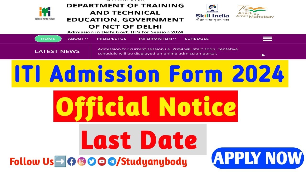 Delhi ITI Official Notice |Delhi iti last admission date 2024 |Delhi ...