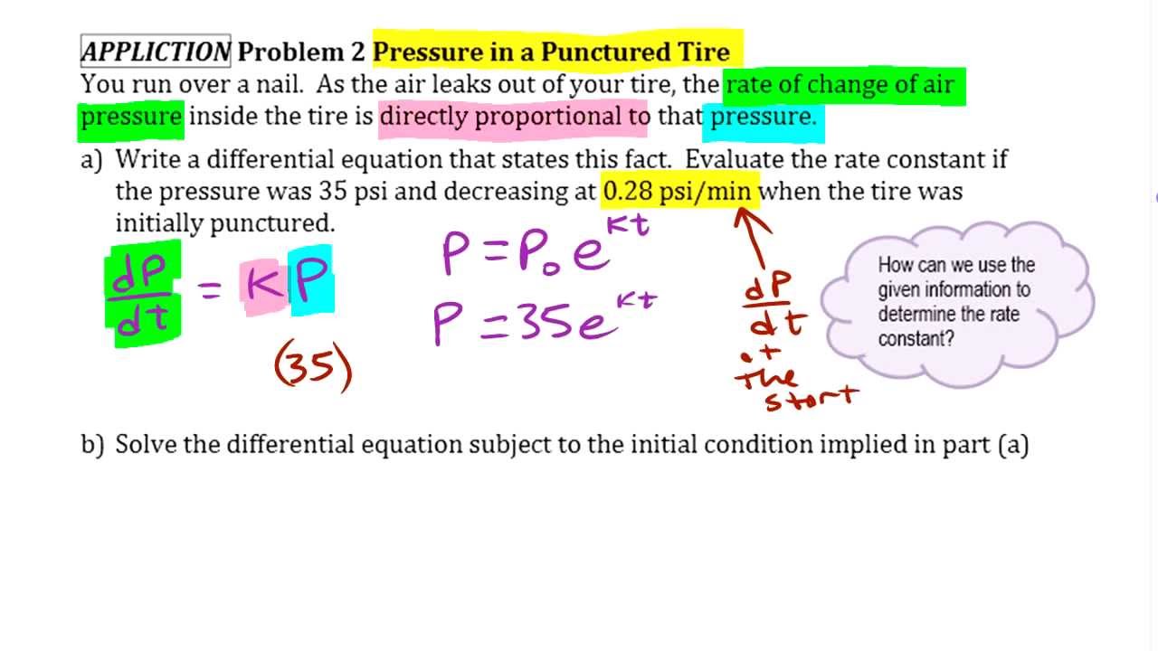Punctured Tire Problem - Applying Differential Equations to Exponential ...
