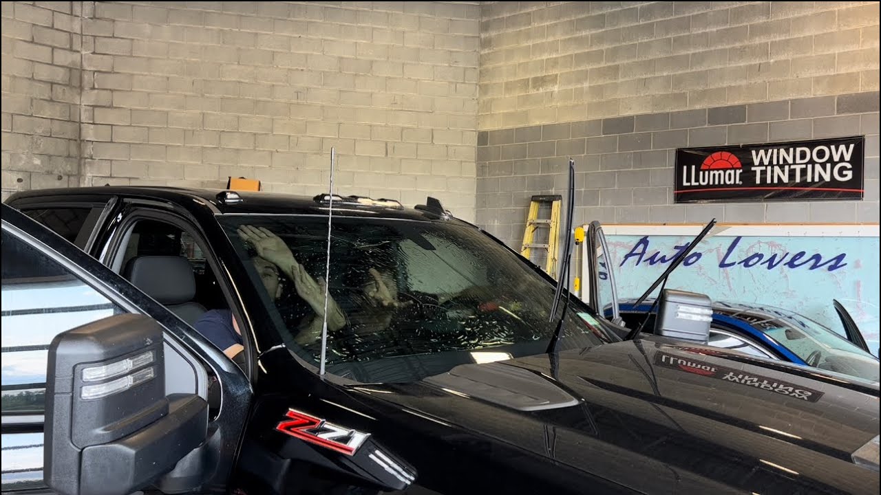 Tinting a Full Front Windshield on a Chevy Silverado! - YouTube