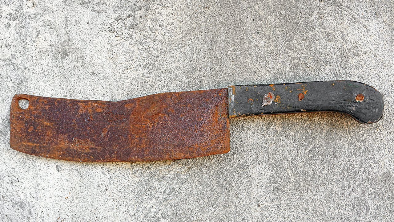 Restoration of Rusty Cleaver - Delicious test is included! - YouTube