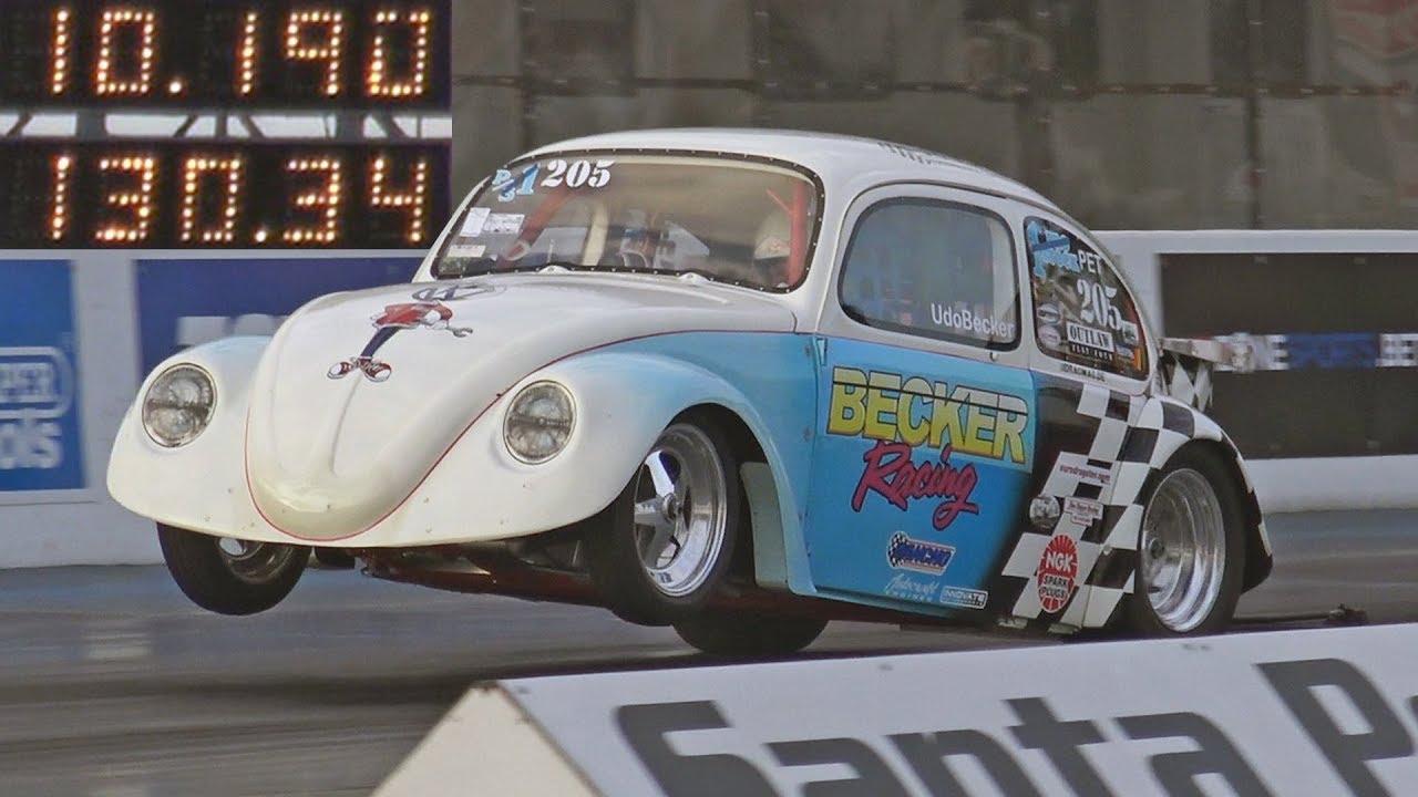 Becker Racing 2540cc '62 VW Beetle at Santa Pod Raceway - YouTube