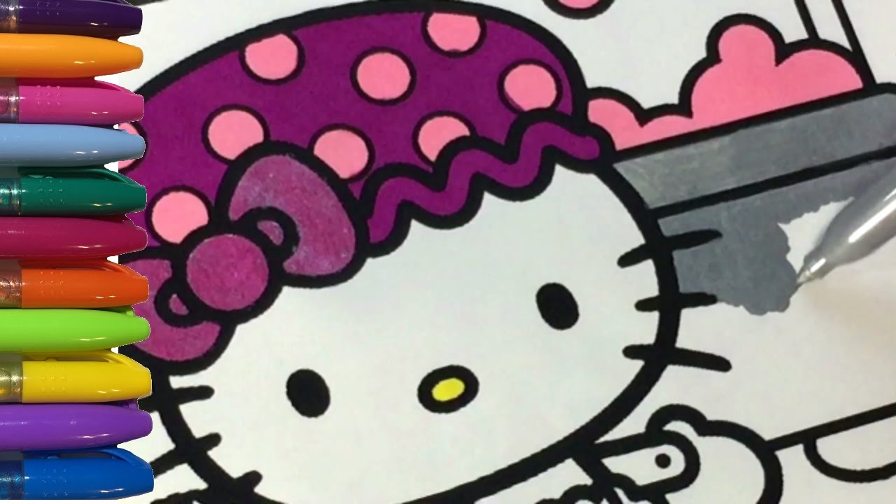Hello Kitty Coloring Pages Bath Time!! In Reverse! - YouTube